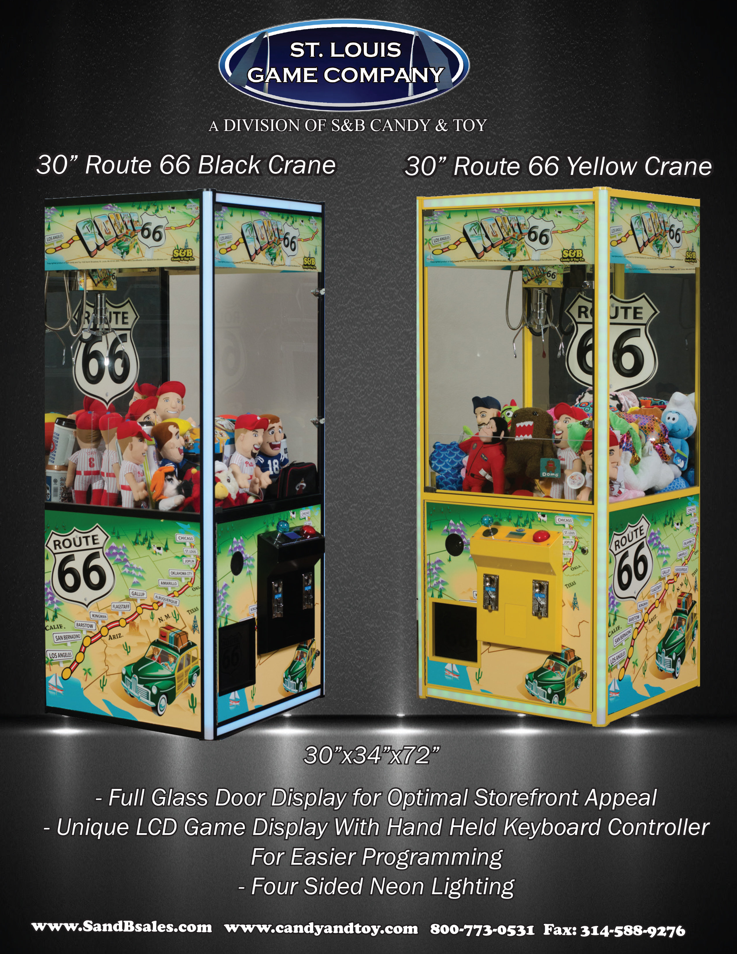 31" Standard Route 66 Black Crane | S&B Candy & Toy Co-St. Louis Game Co.